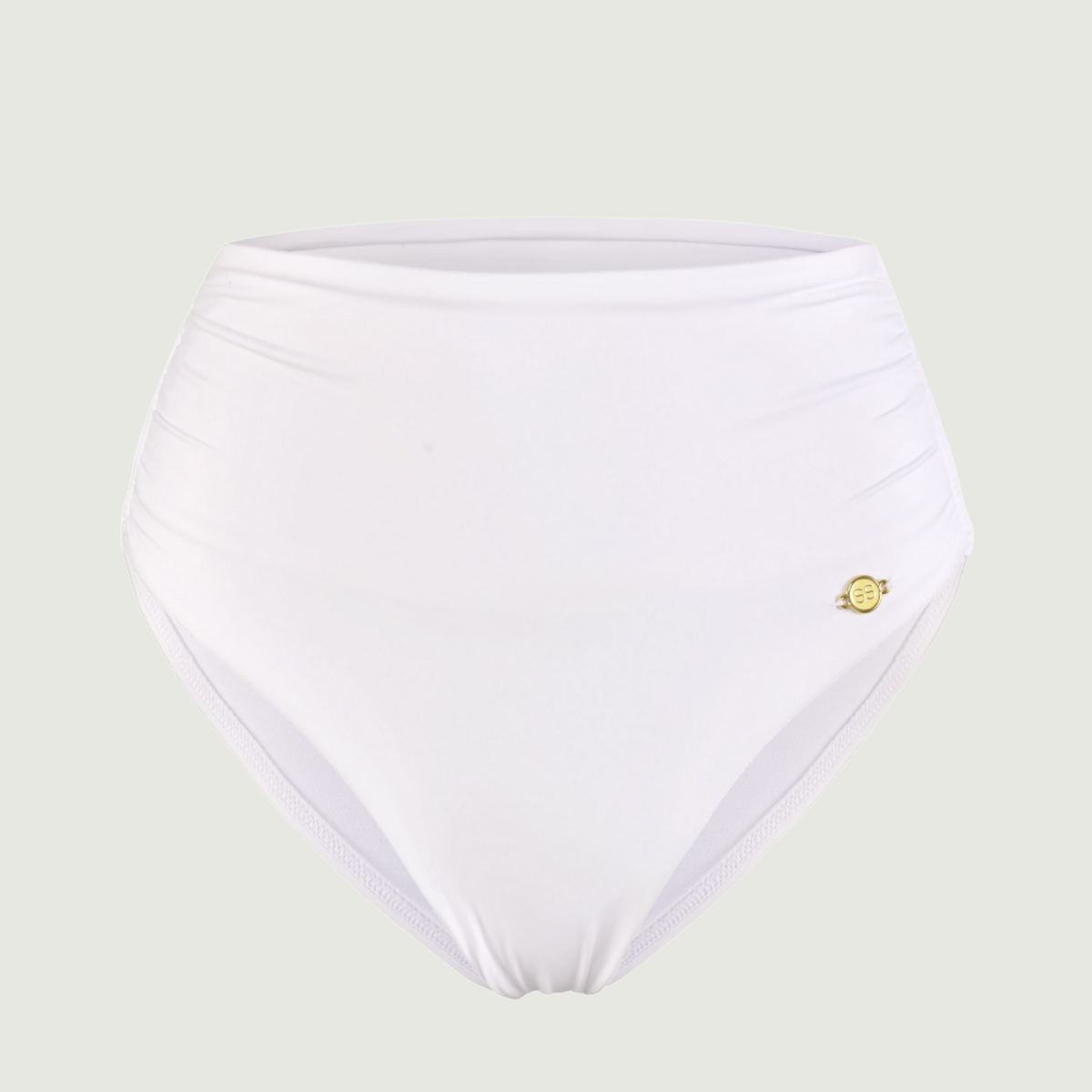 Sunseeker Core Solid White Ruched Waistband Full Classic Pant