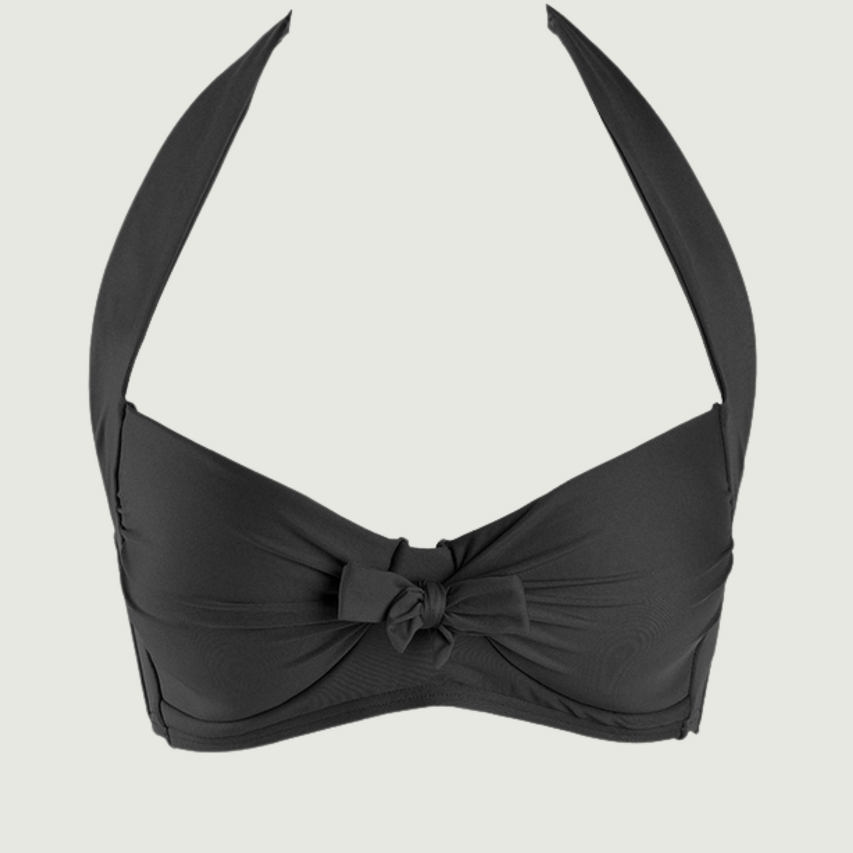 Sunseeker Core Solid Black Tied Front Halter Bikini Top