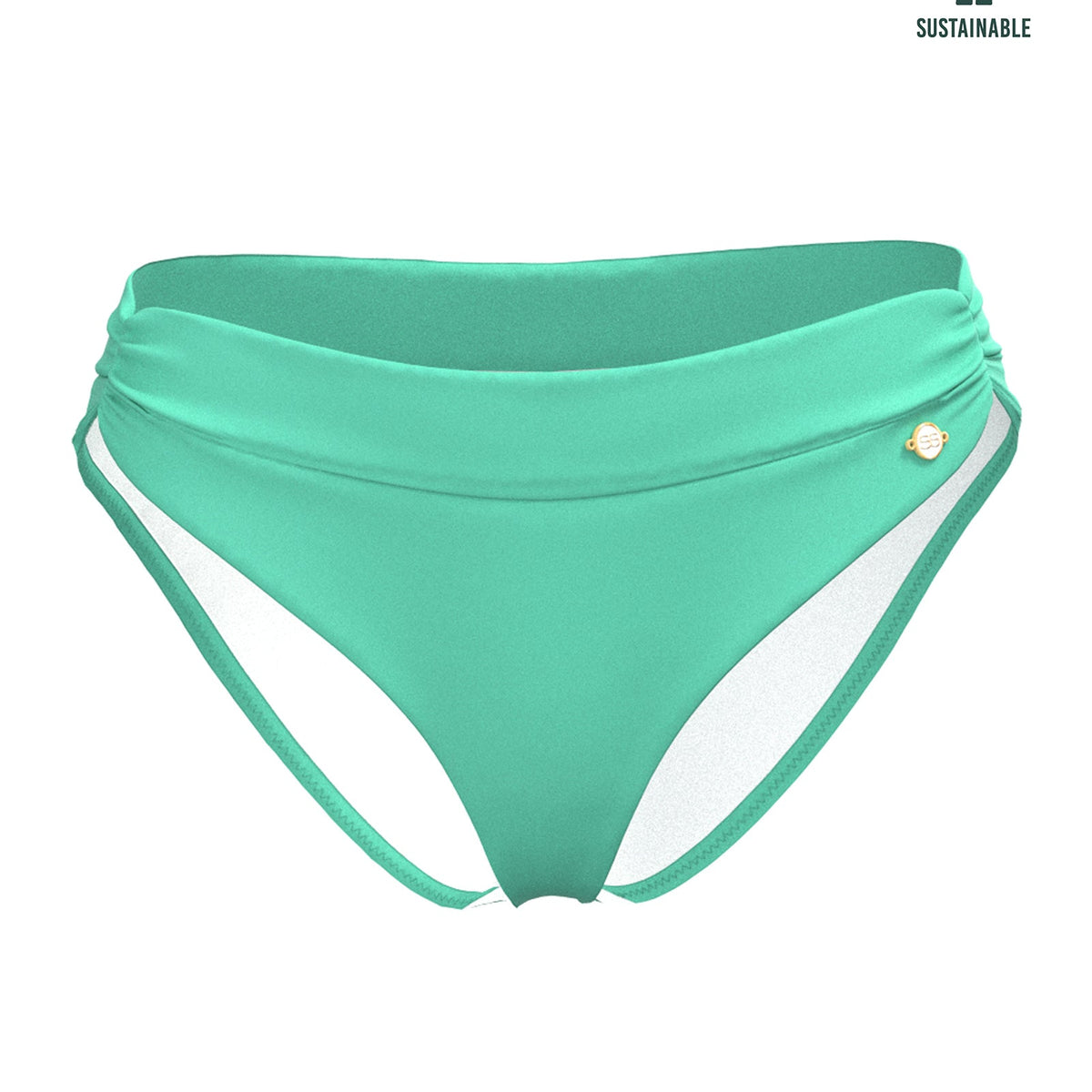Core Solid Mint Green Ruched Waistband Full Classic Pant – Sunseeker