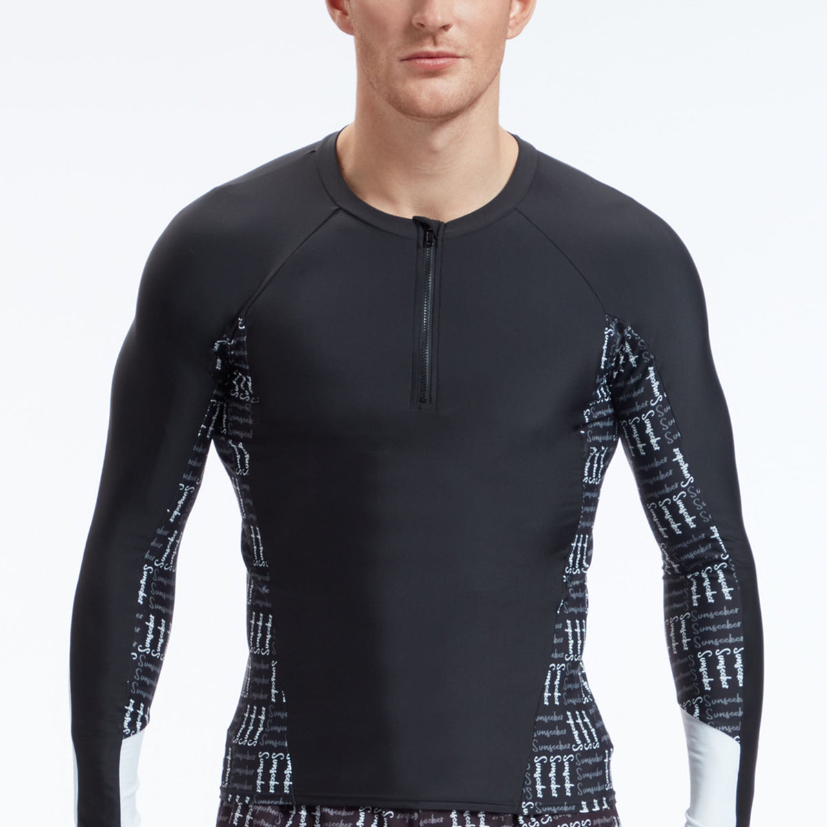 Logo print manner raglan long sleeves rash guard – Sunseeker