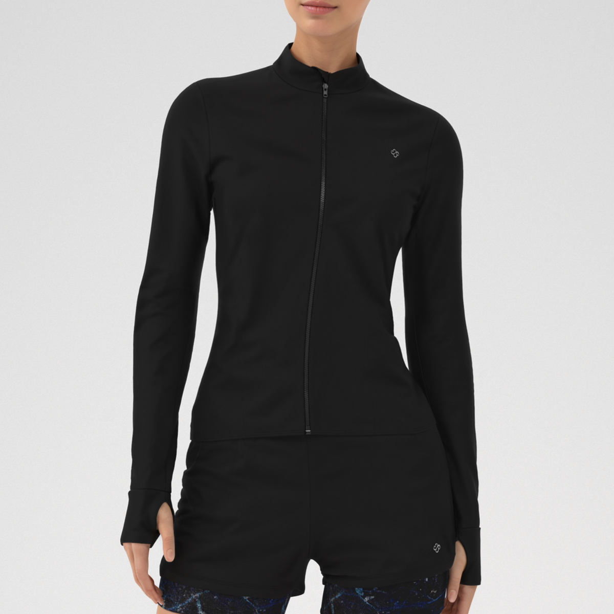 Sunseeker Black Solid Slim Fit Zip Jacket